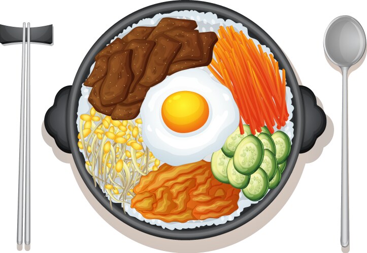 Korean traditional kimchi soup in a clay pot Vector Image