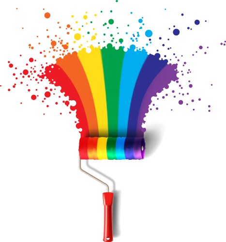 Rainbow paint roller brush Royalty Free Vector Image