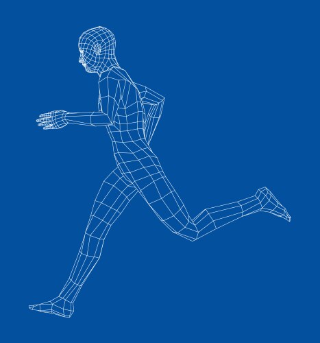 Wireframe running man Royalty Free Vector Image