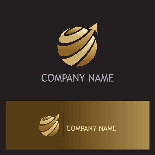 Globe sphere digital technology gold logo Vector Image