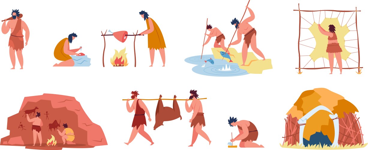 Primitive people ancient prehistoric hunters Vector Image
