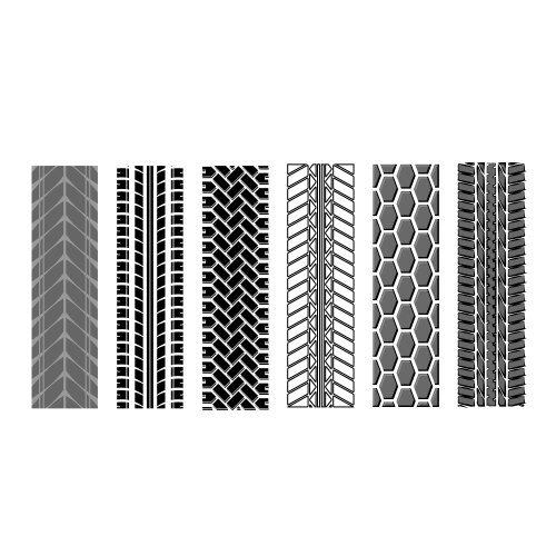 Tire tracks patterns collection Royalty Free Vector Image