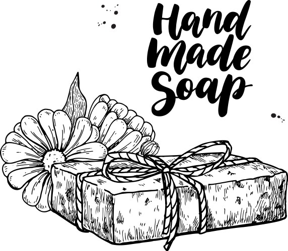 Handmade natural soap hand drawn Royalty Free Vector Image