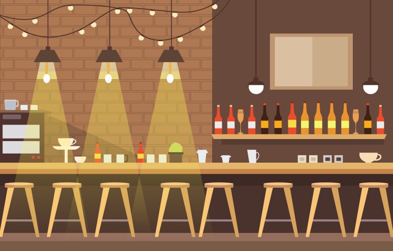 Modern interior landscape in cafe restaurant Vector Image