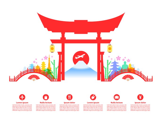 Japanese red gate traditional oriental landmark Vector Image