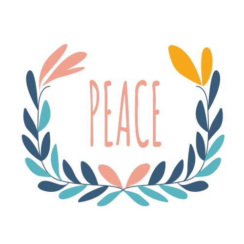 Peace in romantic flower leaves circle frame Vector Image