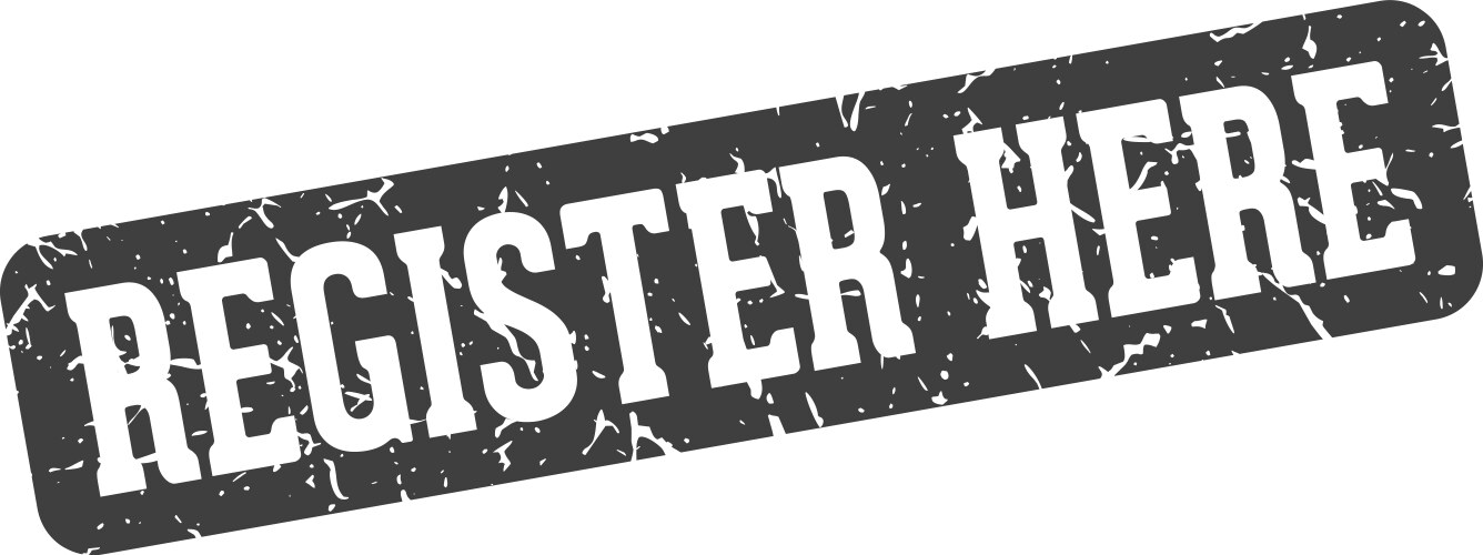 Register here rectangular sign stamp Royalty Free Vector