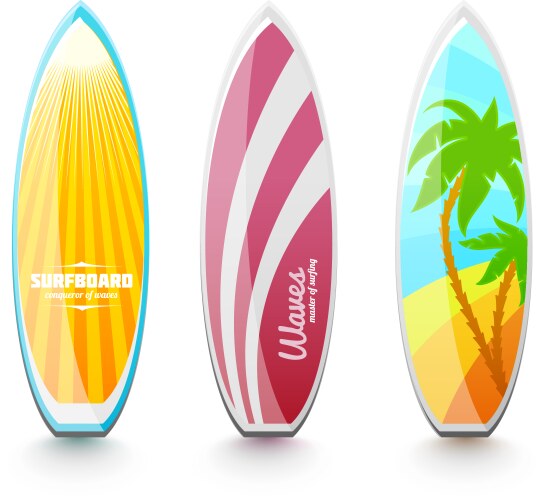 Wooden surfboards isolated on white Royalty Free Vector