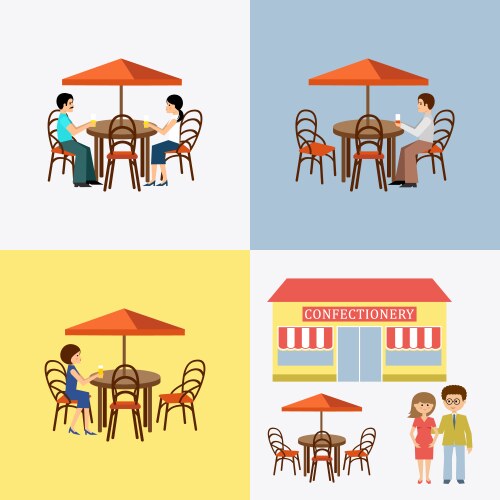 Two friends in cafe Royalty Free Vector Image - VectorStock
