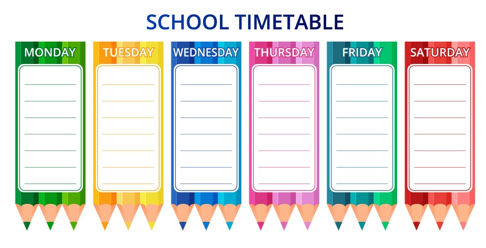 School timetable Royalty Free Vector Image - VectorStock