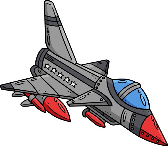 Jet fighter vehicle cartoon colored clipart Vector Image