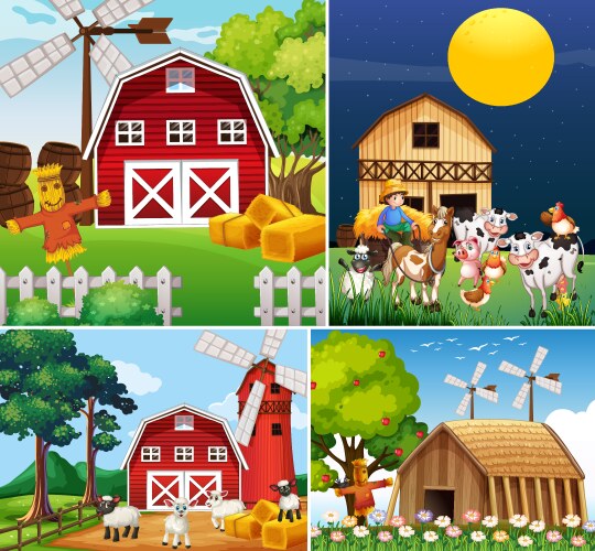 Farm background with animals Royalty Free Vector Image