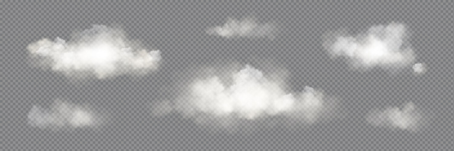 Realistic white clouds set Royalty Free Vector Image