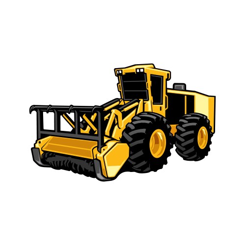 Mulcher forestry mulching machine logo Royalty Free Vector