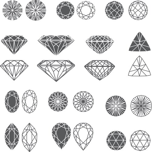 Set of sparkling water clear diamonds various Vector Image