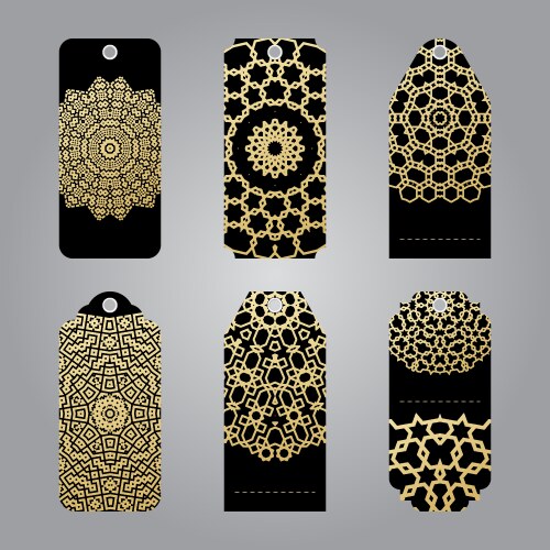 Arabic lamps gold arab lanterns with ornament Vector Image