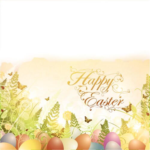 Set of easter borders with eggs and ribbon Vector Image