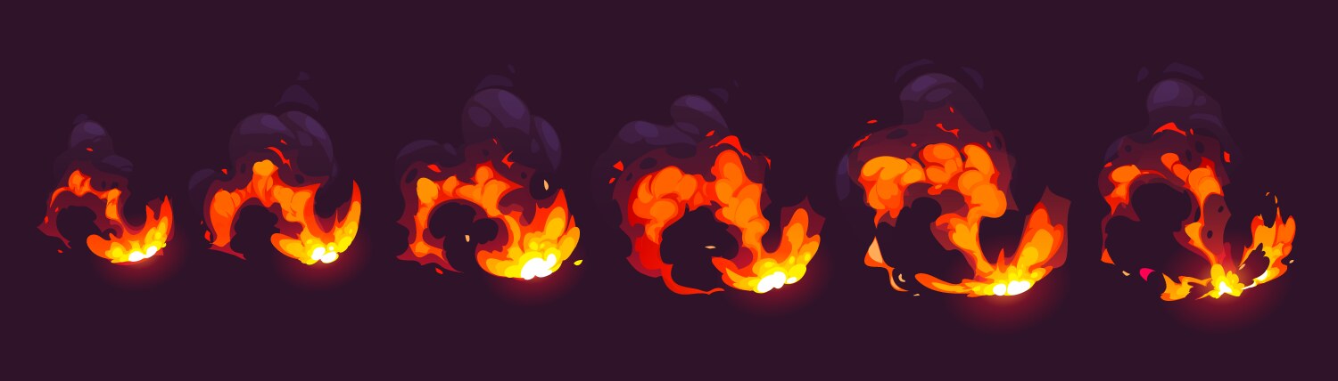 Vfx effect storyboard fire animation sprites Vector Image
