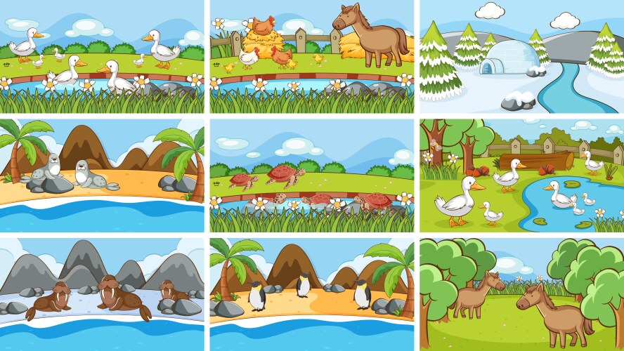 Background scenes animals in wild Royalty Free Vector Image