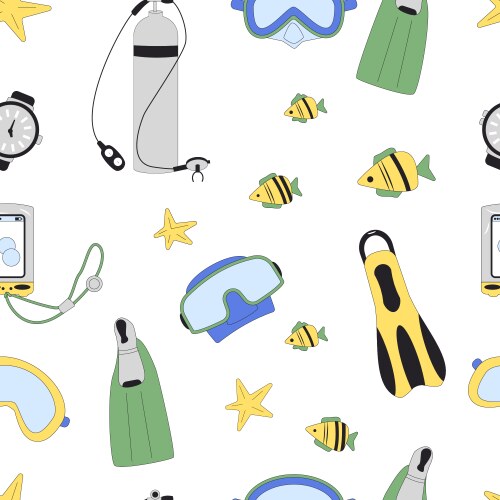 Diving seamless pattern snorkeling endless Vector Image
