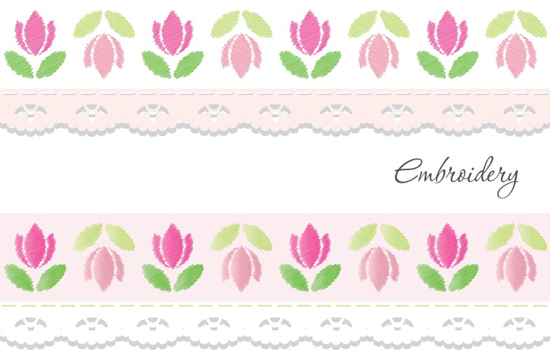 Flower meadow line border isolated on white Vector Image