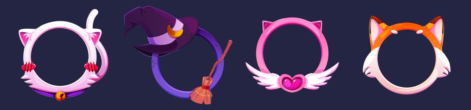 Game avatar templates with fantasy frames Vector Image