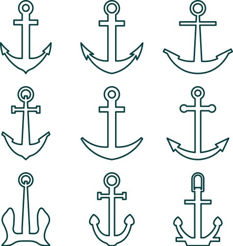 Set of anchors Royalty Free Vector Image - VectorStock