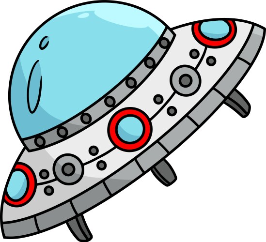 Ufo alien space cartoon colored clipart Royalty Free Vector