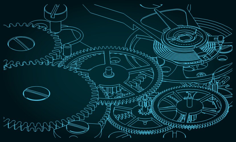 Clock mechanism close-up Royalty Free Vector Image