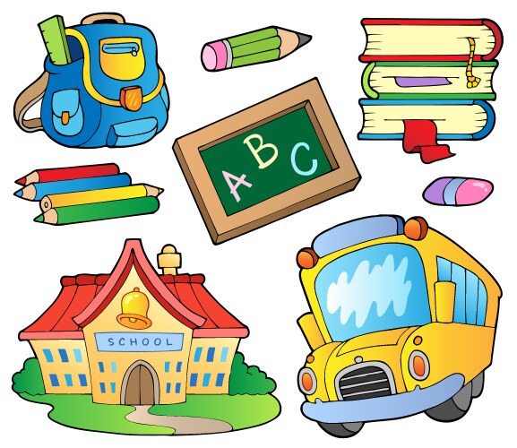 School supply cartoon characters Royalty Free Vector Image