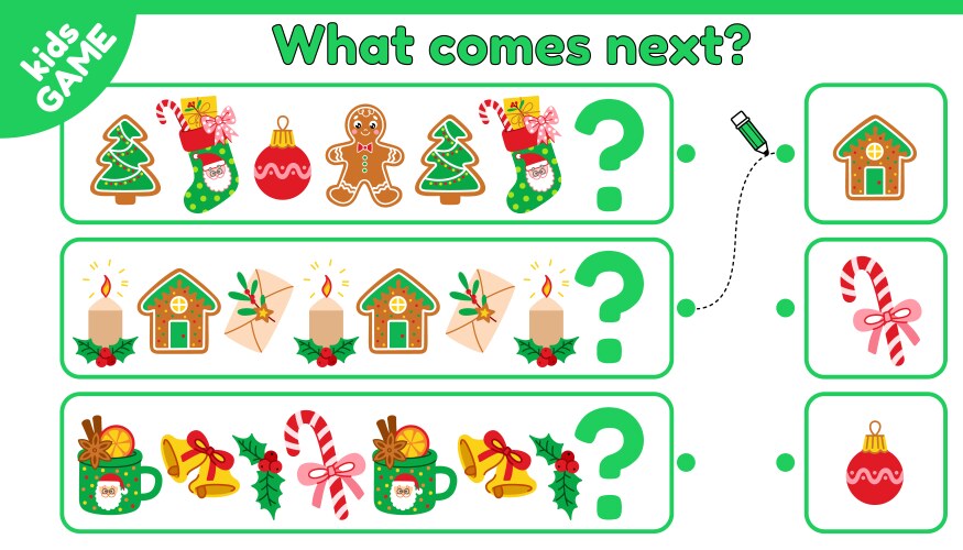 Christmas educational kids game what comes next – Royalty-Free Vector ...