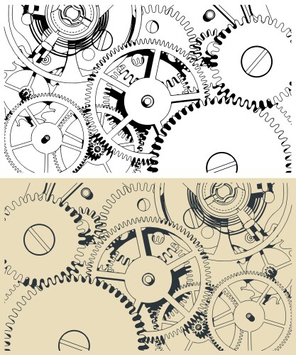 Watch parts clock mechanism with cogwheels Vector Image