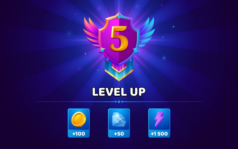 Level up icon game screen Royalty Free Vector Image