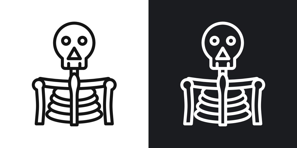 Skeleton icon set in black and white outlines Vector Image