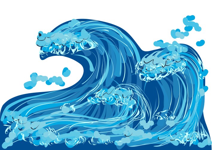 Stormy sea moving water waves in hand Royalty Free Vector