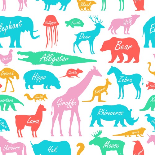 Seamless pattern with zoo alphabet animal Vector Image