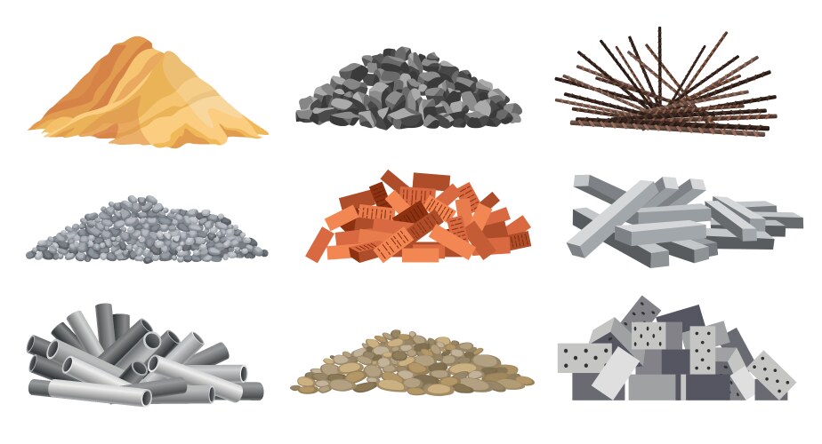 Building material piles red and lime brick Vector Image