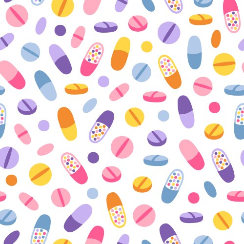 Seamless pattern with stethoscope pills Royalty Free Vector