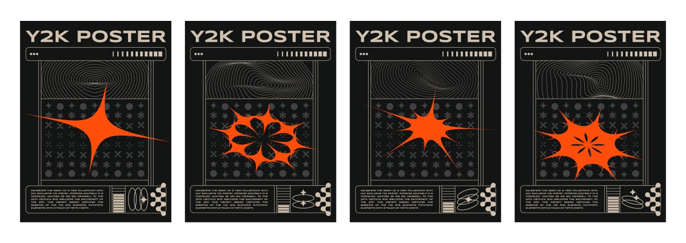 Y2k style poster design template set Royalty Free Vector