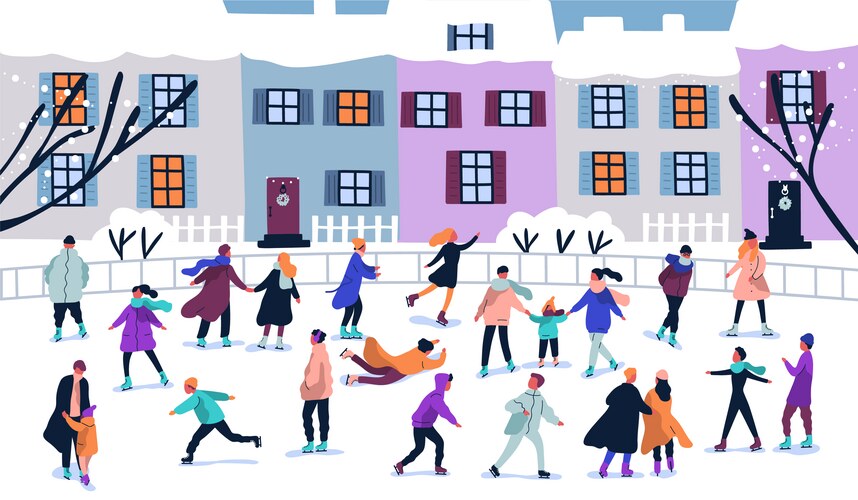 Winter Ice Skating Crowd – Royalty-Free Vector | VectorStock