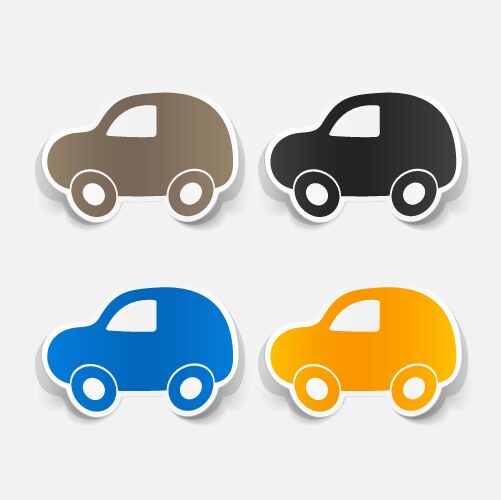 Paper clipped sticker symbol car Royalty Free Vector Image