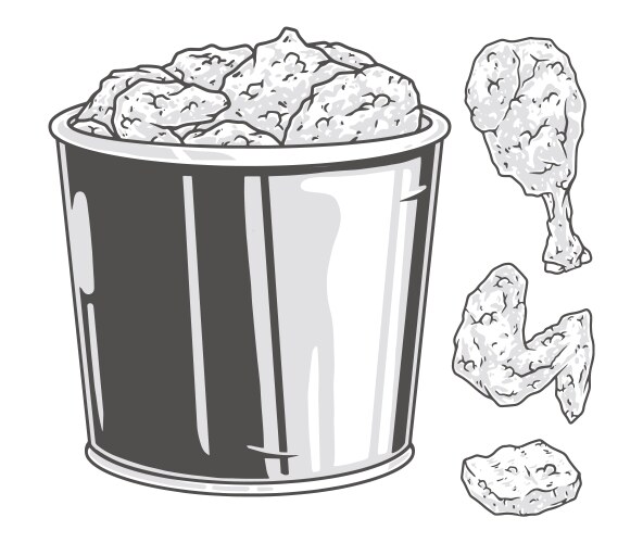 Fried Chicken Clip Art Black And White Free Vectors | Fried Chicken