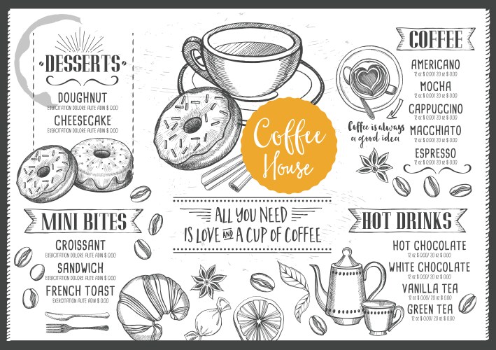 Restaurant cafe set menu graphic design template Vector Image