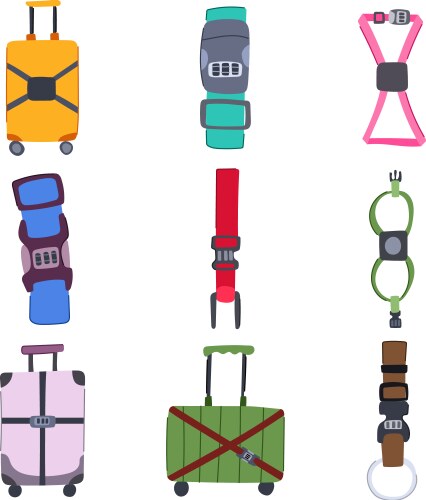 Baggage luggage strap cartoon Royalty Free Vector Image