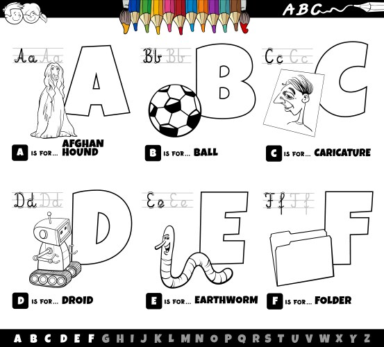 Educational cartoon alphabet letters set from a Vector Image