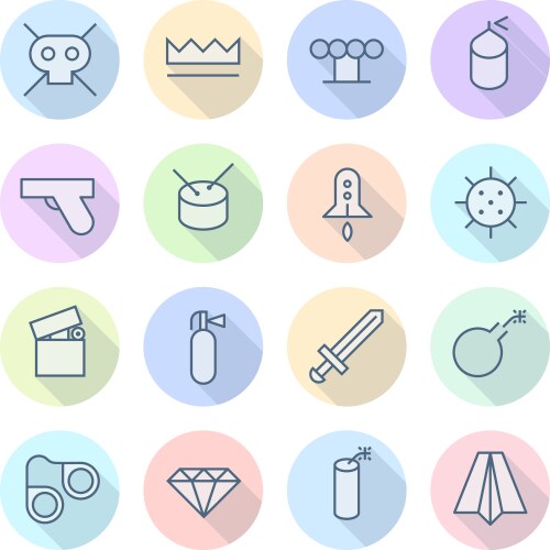 Icons line set round thin Royalty Free Vector Image