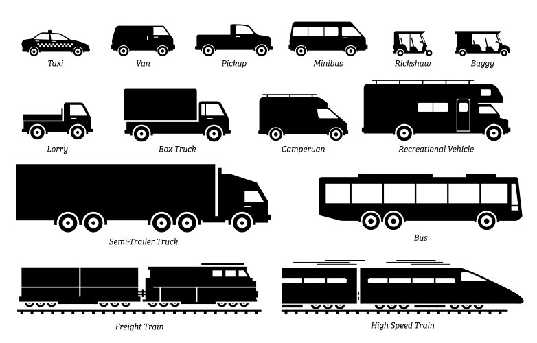 List construction vehicles tractors and heavy Vector Image