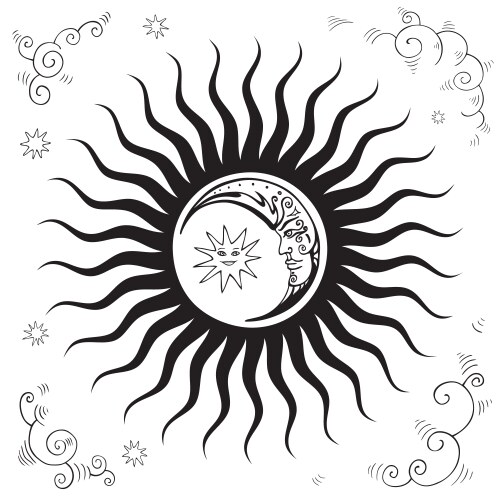 Sun moon Vector Images & Graphics for Commercial Use | VectorStock