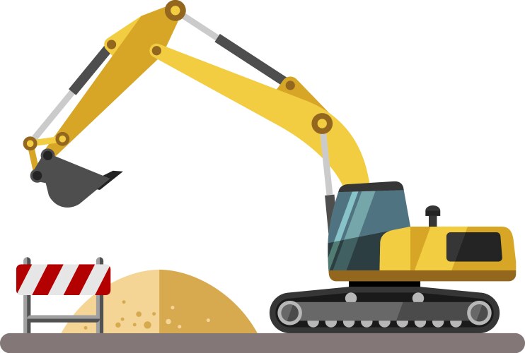 Digger excavator truck or backhoe tractor icon Vector Image