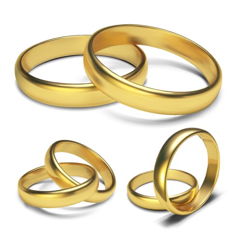 Golden wedding rings 3d Royalty Free Vector Image